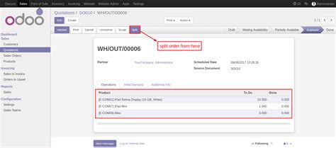 Odoo Order Split Webkul