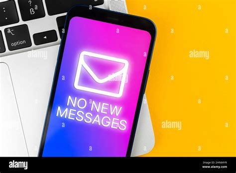No New Message Text Notification On A Mobile Phone Screen Close Up View