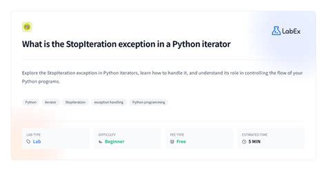 what is the stopiteration exception in a python iterator labex