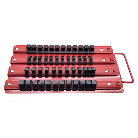 Portable Socket Organizer Tray Heavy Duty Socket Rail Red Rails With