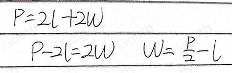 Solved The Formula For Finding The Perimeter Of A Rectangle Is Shown Below P2l2w What Is