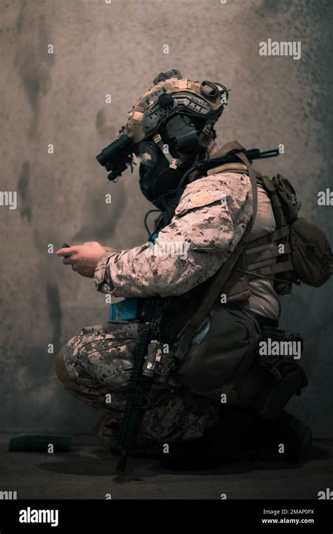 A U S Marine With The 31st Marine Expeditionary Units Maritime Raid Force Utilizes A Battle