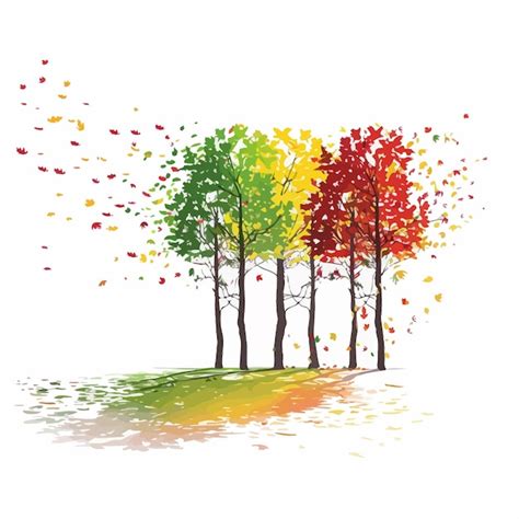 Premium Vector A Drawing Of A Tree With The Leaves Falling From It