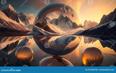 spheres abstract art with nature conceptual ate ai generated stock