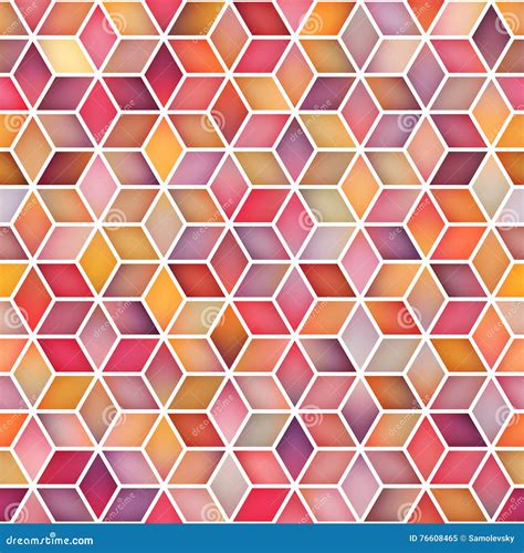Vector Seamless Multicolor Gradient Cube Shape Rhombus Grid Geometric Pattern Stock Vector
