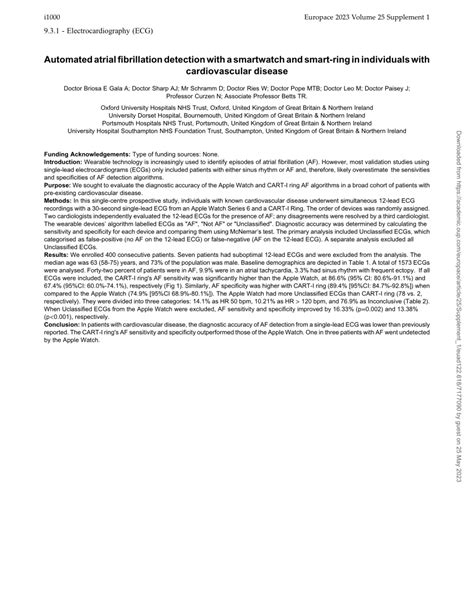 Pdf Automated Atrial Fibrillation Detection With A Smartwatch And Smart Ring In Individuals