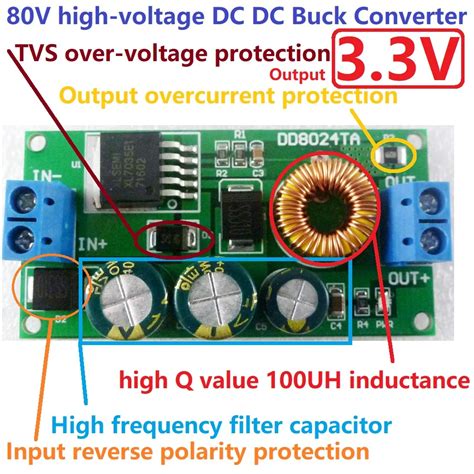 ebike hv high voltage dc dc converter dc 10v 80v 48v 36v to 3 3v buck
