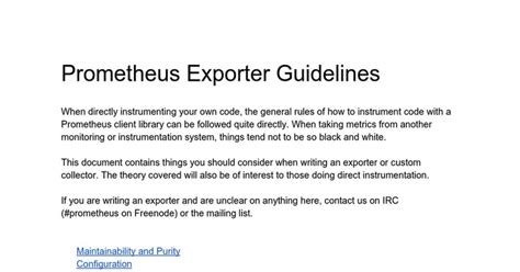 Prometheus Exporter Guidelines R Prometheusmonitoring