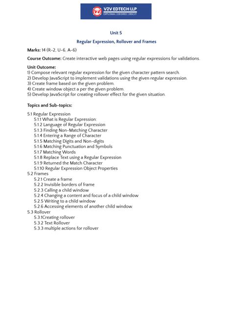 Unit 5 Regular Expression Rollover Framedocx Pdf Regular Expression Html Element