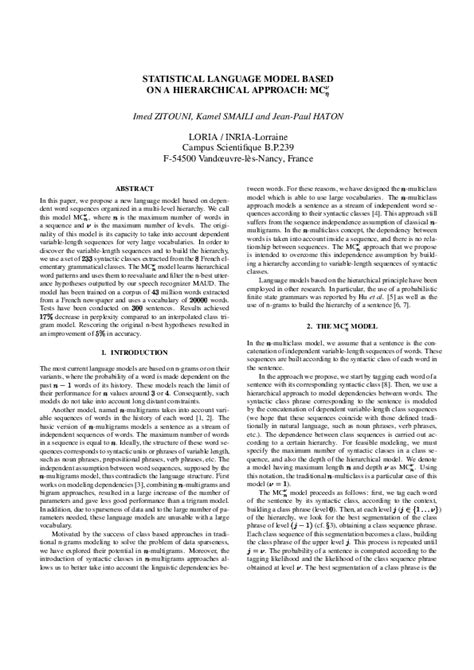 pdf statistical language model based on a hierarchical approach
