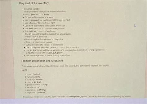 Solved Required Skills Inventory W • Declare A Variable