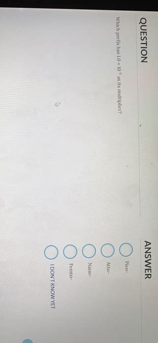 Solved Answer Question Pico Which Prefix Has 10 X 10 As