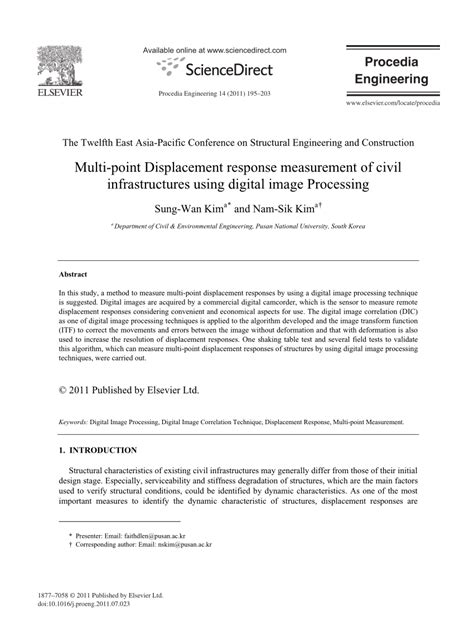 Pdf Multipoint Displacement Response Measurement Of Civil Infrastructures Using Digital Image