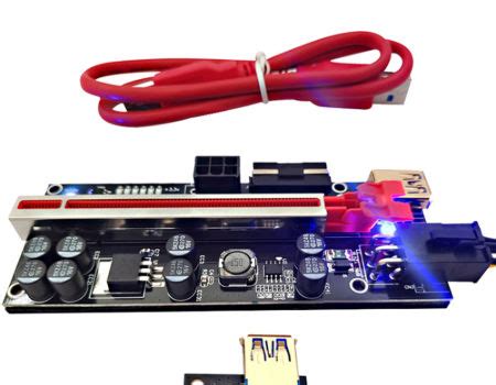 China VER 010S PLUS PCI E PCIE Riser Card 009s PCI Express Adapter Molex 6Pin SATA 8 Capacitor