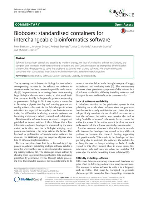 PDF Bioboxes Standardised Containers For Interchangeable Bioinformatics Software
