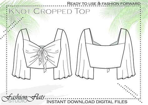 Knot Front Crop Top Fashion Flat Sketch Archivo De Etsy España