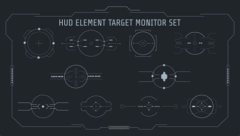Hud는 미래 지향적인 요소 사용자 인터페이스 대상 모니터 설정된 벡터입니다 그래픽 사용자 인터페이스에 대한 스톡 벡터 아트 및 기타 이미지 그래픽 사용자 인터페이스