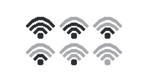 Pixel Wifi Signal Icon Set 8bit Wireless Internet Illustration Symbol Sign Connection Wifi