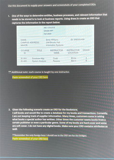 Solved Please Complete An Erd For Each Scenario