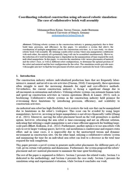 coordinating robotized construction using advanced robotic simulation pdf