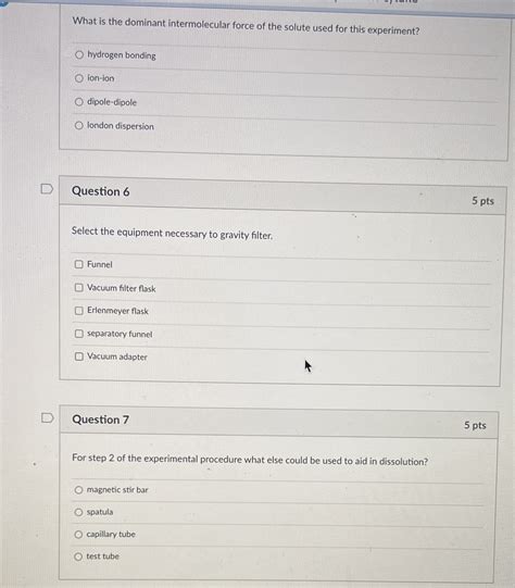 [solved] 5 7 What Is The Dominant Intermolecular Force Of The Solute Used Course Hero