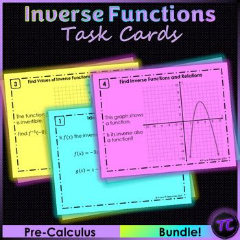 Inverse Functions Precalculus Task Cards BUNDLE By Purple Pi Resources