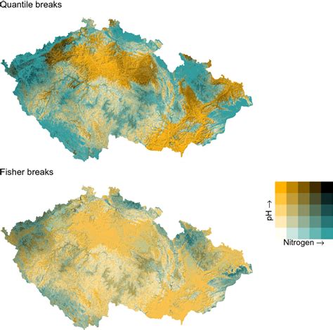 bivariate maps showing the spatial distribution of ph and nitrogen