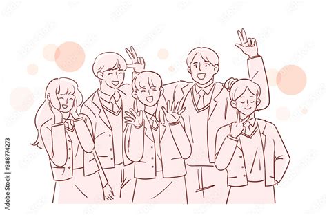 한국 고등학생 일러스트 素材庫向量圖 Adobe Stock