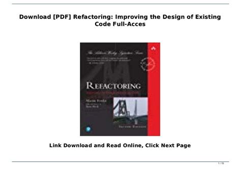 Download Pdf Refactoring Improving The Design Of Existing Code Ful