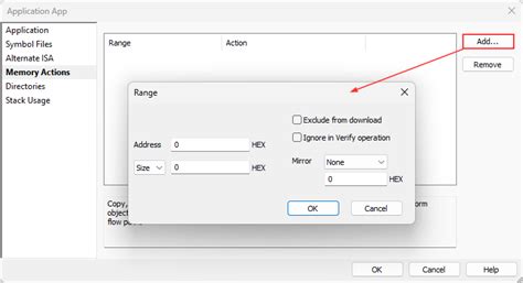 Session Configuration Dialog Reference Applications Memory Actions