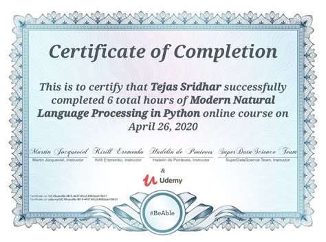 Datascience Python Nlp Tensorflow Udemy Tejas Sridhar