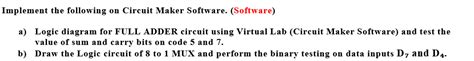 Solved Implement The Following On Circuit Maker Software Chegg