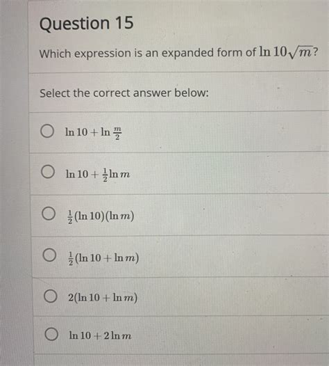 solved question 15 which expression is an expanded form of