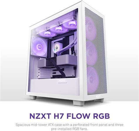 Nzxt H7 Flow Rgb Compact Atx Mid Tower Pc Gaming Case High Airflow