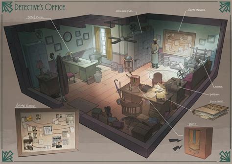 Artstation Detectives Office Justin Baker Isometric Art