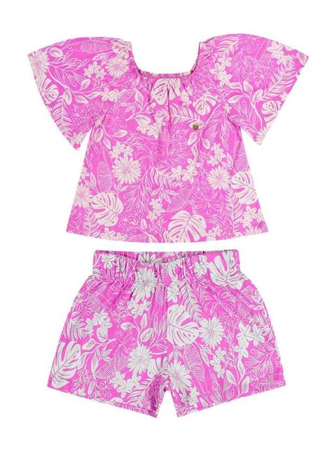 Conjunto Bata E Short Evasê Roxo Bee Loop