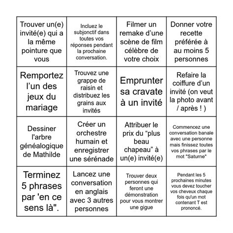 Le Bingo De Mathilde And Jo Bingo Card