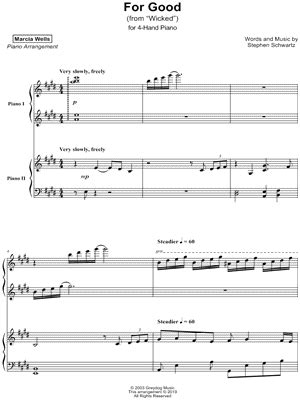 For Good Sheet Music 60 Arrangements Available Instantly Musicnotes