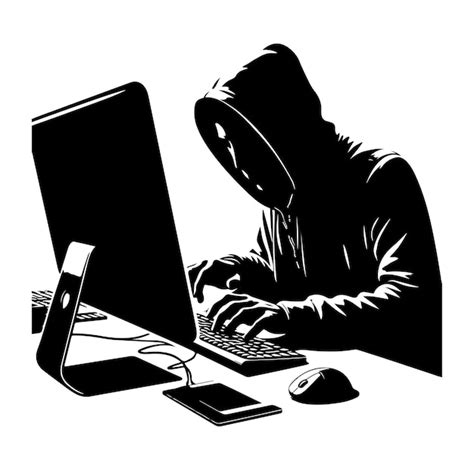 Computer Hacker Silhouette Vector Illustration Premium AI Generated Vector