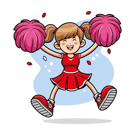 Hand Drawn Cheerleader Cartoon Illustration Premium Vector
