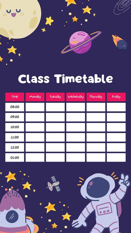 Free And Customizable Timetable Templates