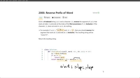 May 1 2024 Leetcode Daily 2000 Reverse Prefix Of Word Python Solution Explained Youtube
