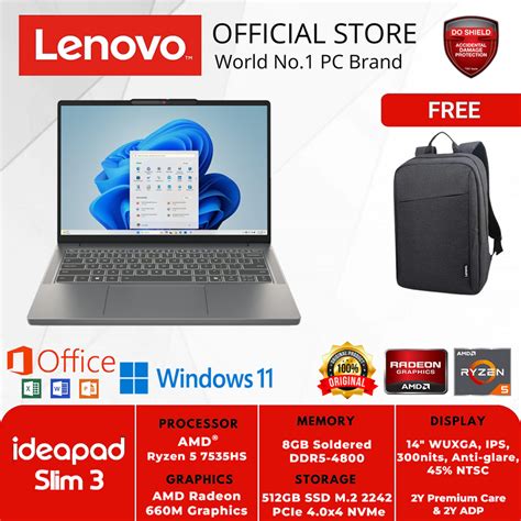 Jual Lenovo Ideapad Slim 3 14arp10 5lid Amd Ryzen 5 7535hs 8gb 512gb