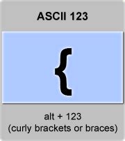 ASCII Code Braces Or Curly Brackets Opening Braces American Standard Code For Information