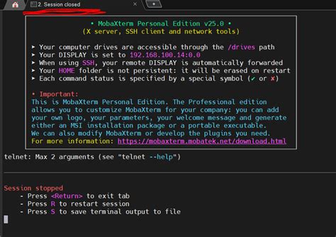 terminal mobaxterm is open and closed automatically on eve ng stack