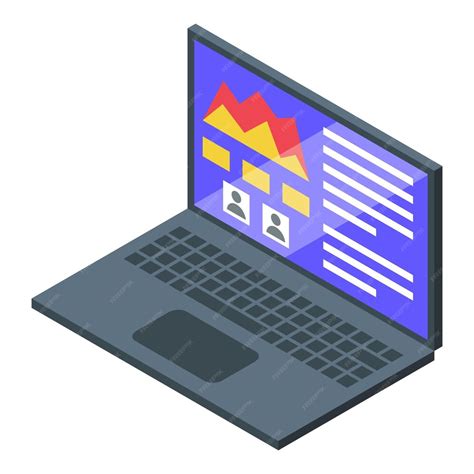 Premium Vector Laptop Showing Statistics Charts And Data Analysis On Screen