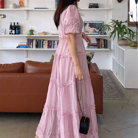 휴양지원피스고퀄 바캉스룩 여신 샤랄라 캉캉롱원피스맥시롱원피스프릴반팔원피스셔링롱원피스 에이블리