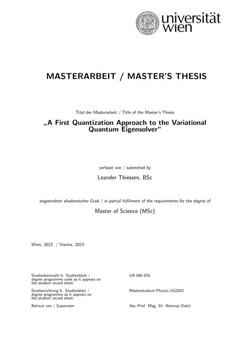 Pdf A First Quantization Approach To The Variational Quantum Eigensolver