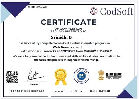 Webdevelopment Designing Codsoft Internshipcompletion Landing Srinidhi B