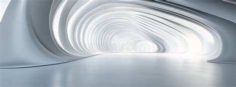 Futuristic Interior Design With Smooth White Curves And Ambient Lighting In A Spacious Area